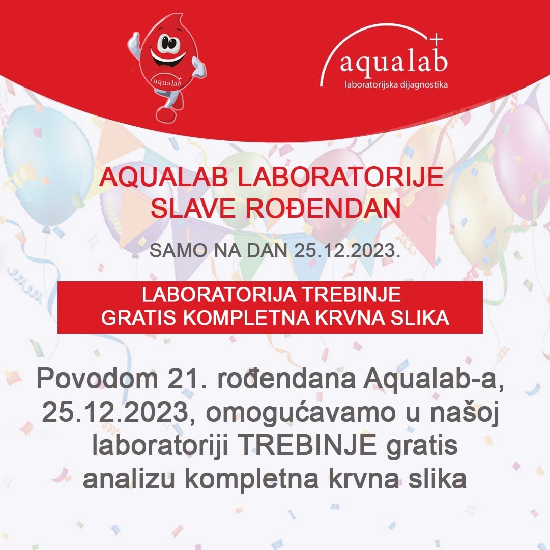 Samo u Aqualabu: U ponedjeljak besplatna analiza kompletne krvne slike | Trebinje Live